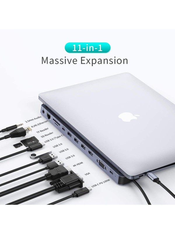 Choetech Hub M20 Gy 100w 11 In 1 Multiport Docking Station With Usb
